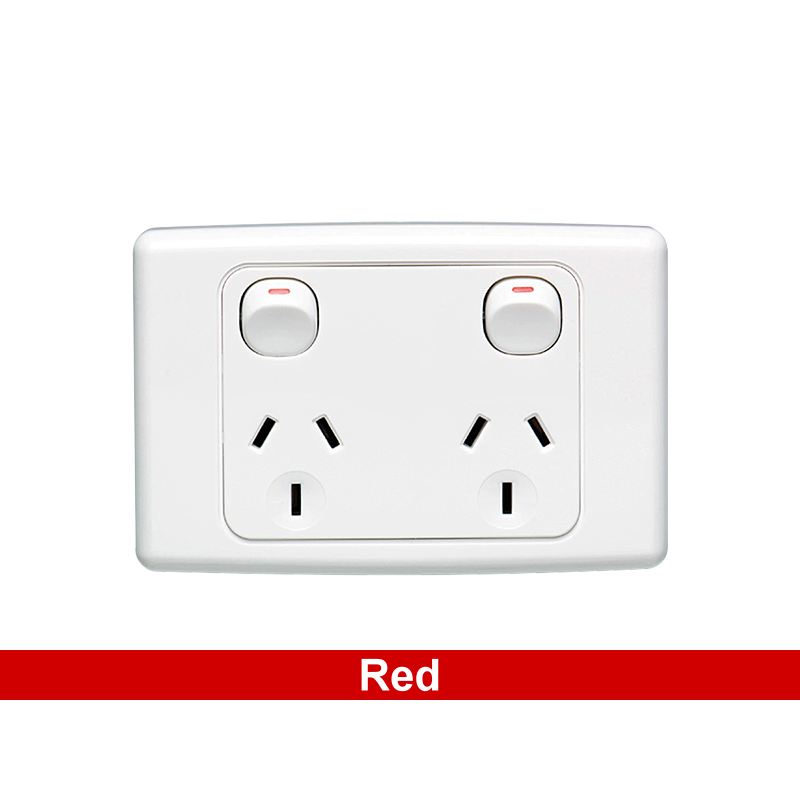 GPO Flush Standard 2G 10A 250V Horizontal Red - Go Electrical