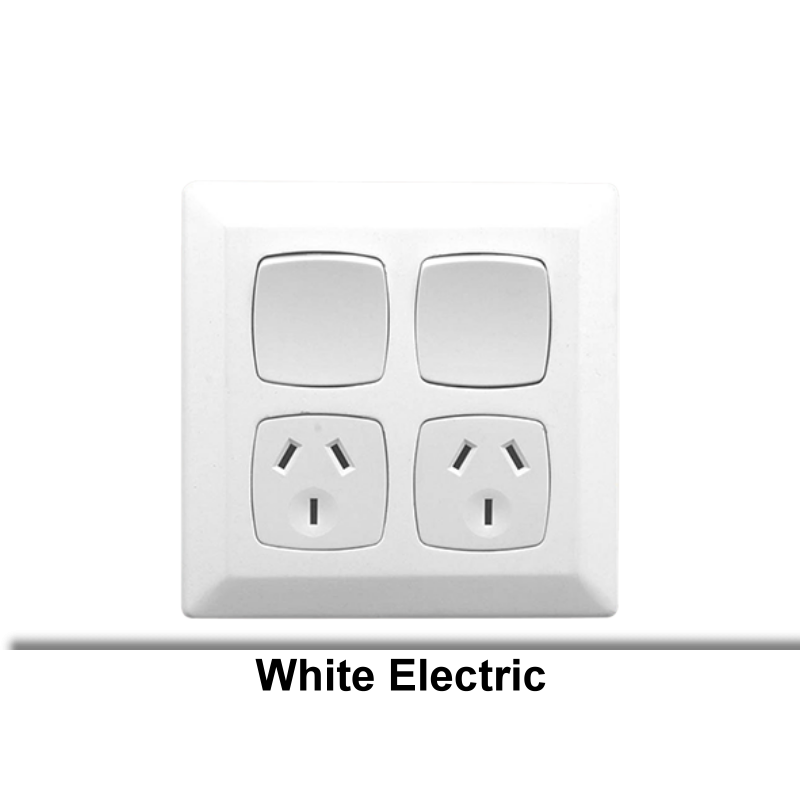 GPO Flush Large 2G 10A 250V 1P Vertical White Electric - Go Electrical