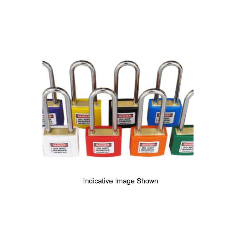 Padlock Brass Colour Coded Economy w/Danger Label Blue - Go Electrical