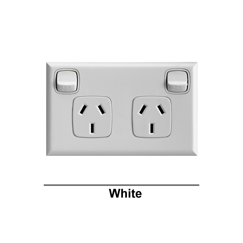 GPO Flush Standard 2G 10A 240V 1P Horizontal White Electric - Go Electrical