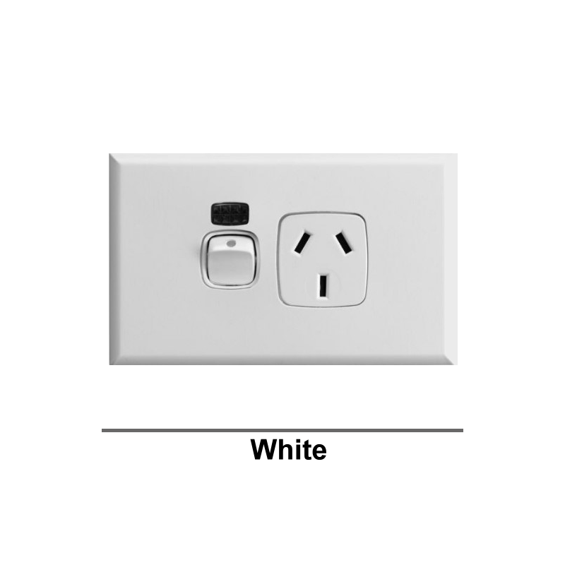 GPO Flush Standard 1G 10A 240V Horizontal Neon Shutter White - Go ...