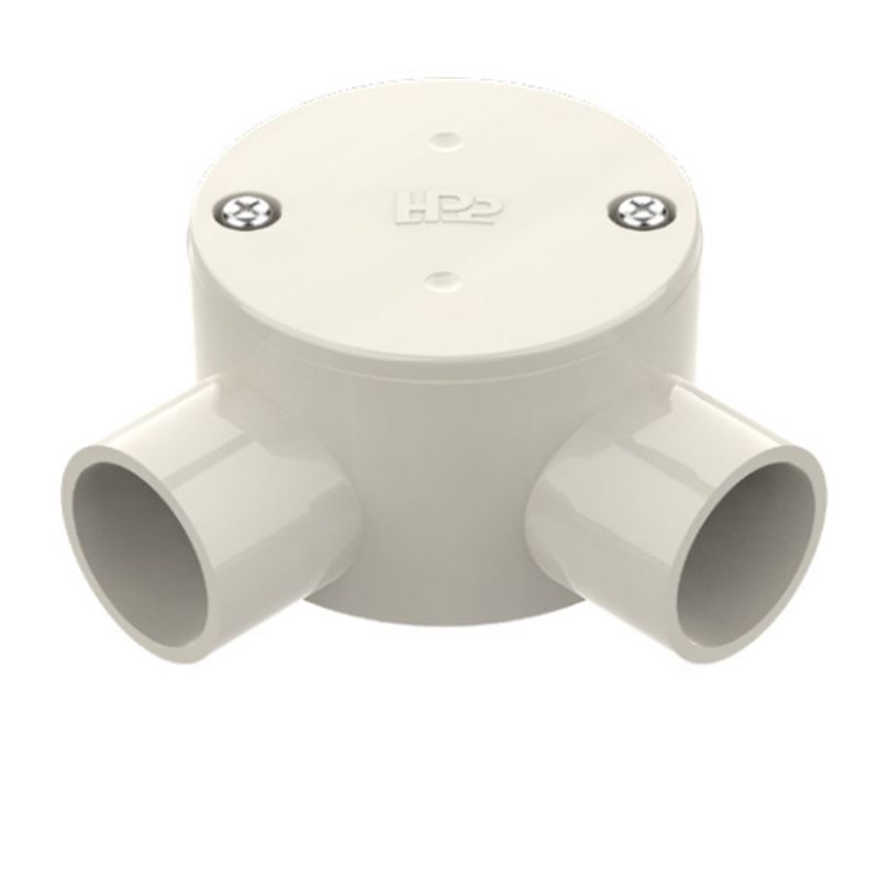 Junction Box MD Round 2 Way Angled 25mm PVC Grey - Go Electrical