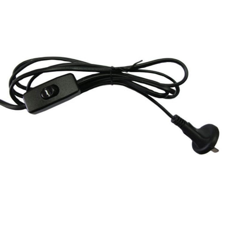 FLEX & PLUG 240V POWER CORD w/inline switch (2900mm) (Black - Go Electrical
