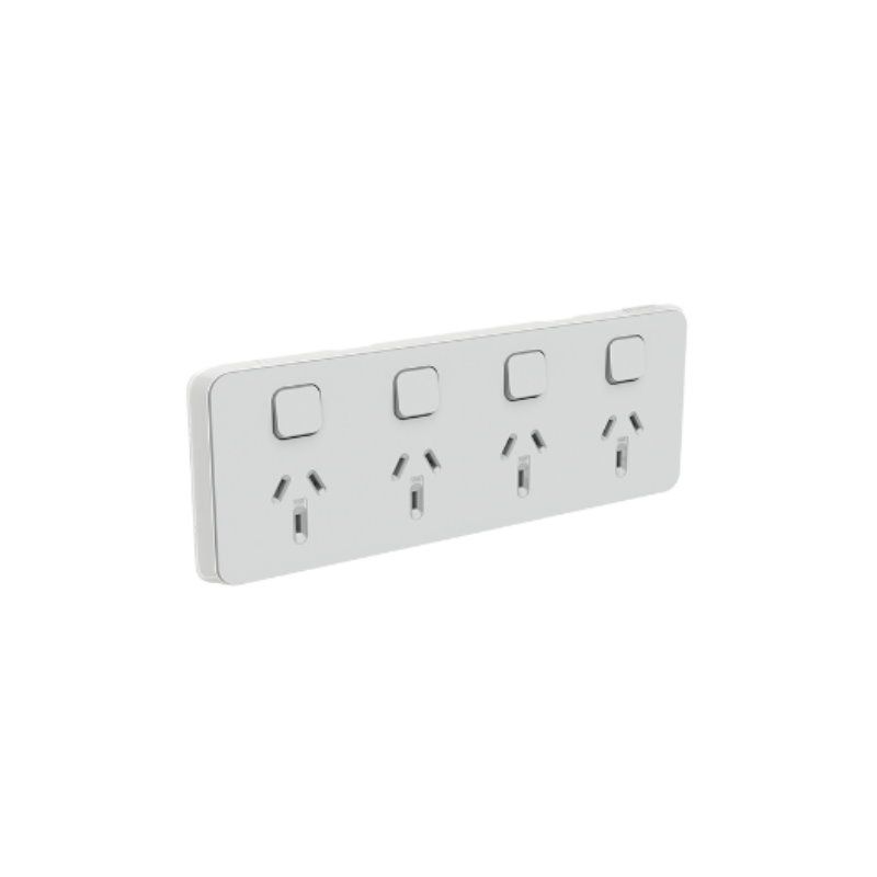 Clipsal GPO Cover Skin Flush Mount Quad 4 Gang 10A 250V Horizontal Cool ...