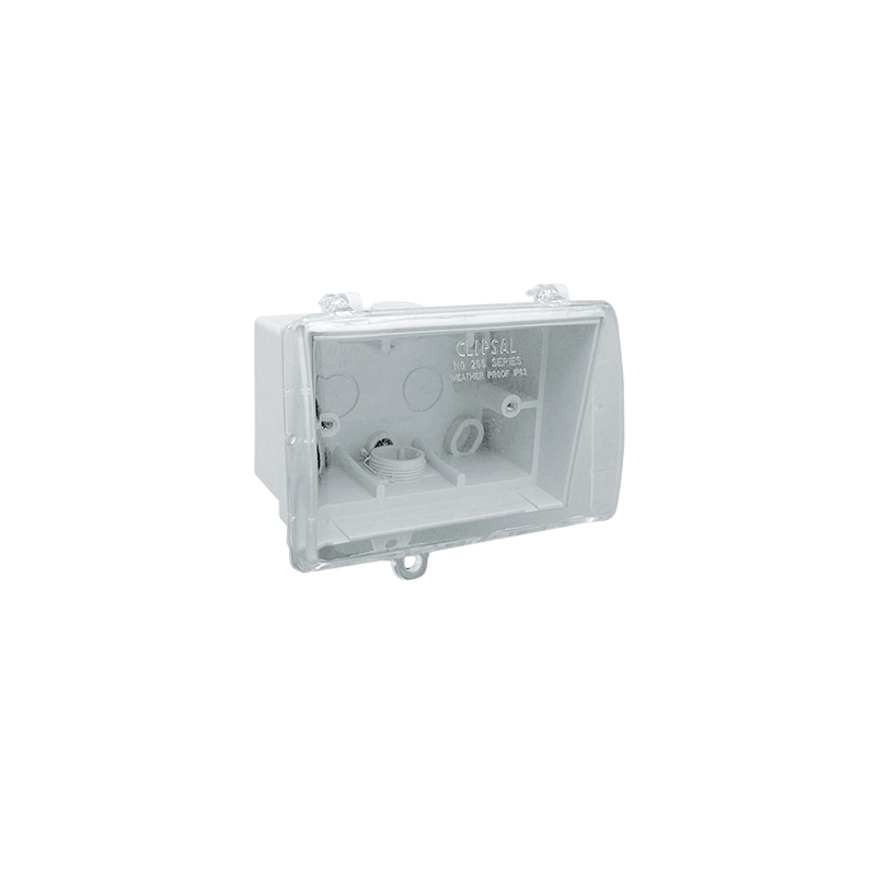 Clipsal Surface Mounting Box Weatherproof PVC 137x110x77mm Grey Clear ...