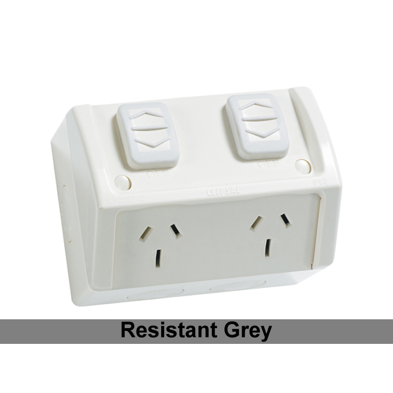 Clipsal GPO Switched Outlet Weatherproof Surface Mount Standard 2 Gang ...