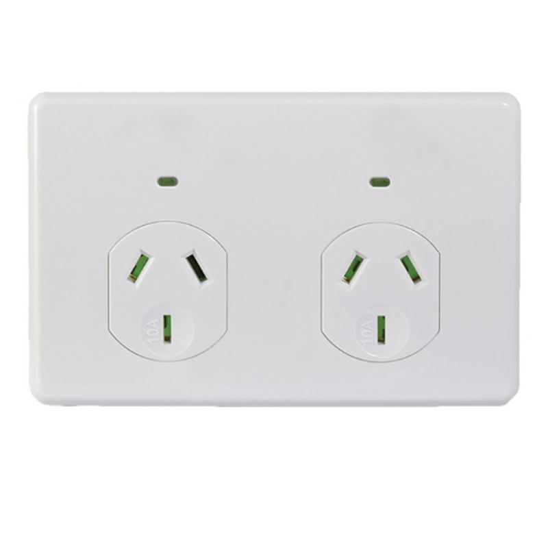 Power Point Auto Switched 2 Gang 10A 250V | Go Electrical