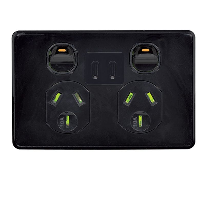 Trader Puma Power Point Switched 2G 10A 250V USB Charger Dual Type C ...