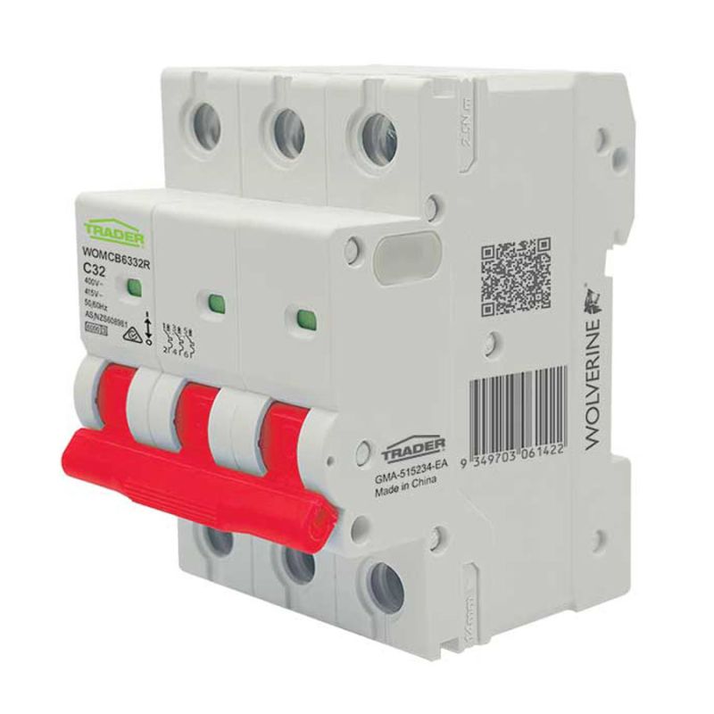MCB 6kA 3P 32A C Crv 400V 415V ac 3Md Red Doly Main Sw Suit | Go Electrical