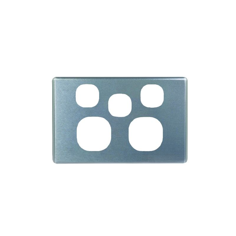 GSME GPO Cover Plate 2 Gang Flat Cat w/Extra Switch Brushed Aluminium ...