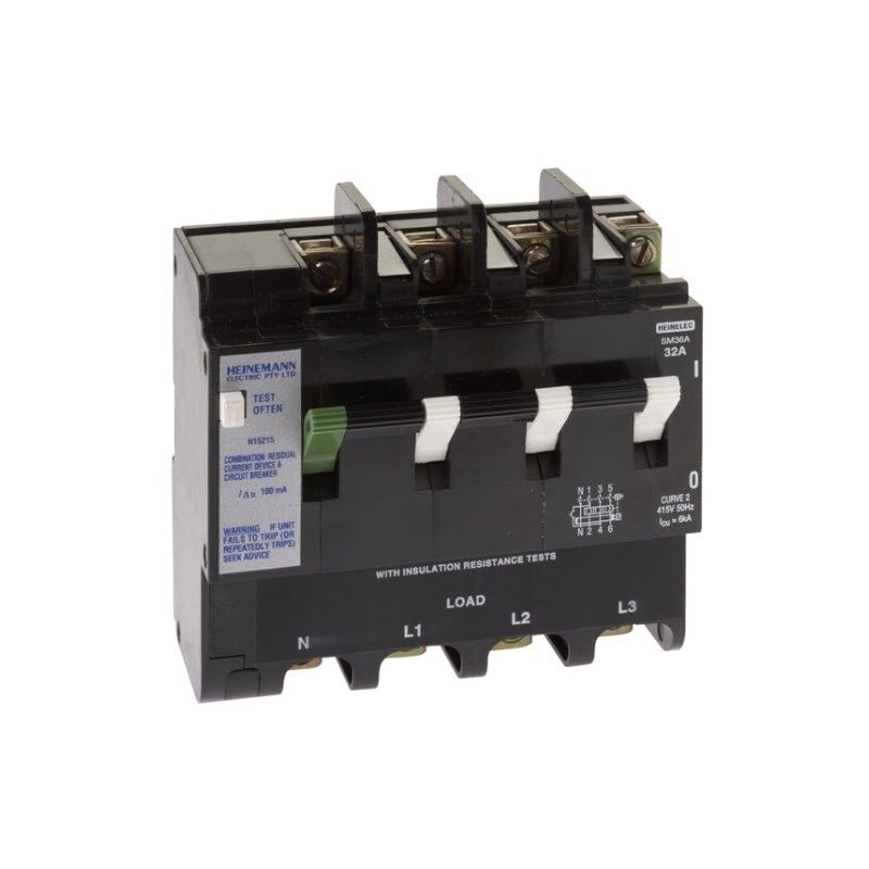 Heinelec Combination RCD Circuit Breaker RCBO 4Pole 80 Amp 115 to ...