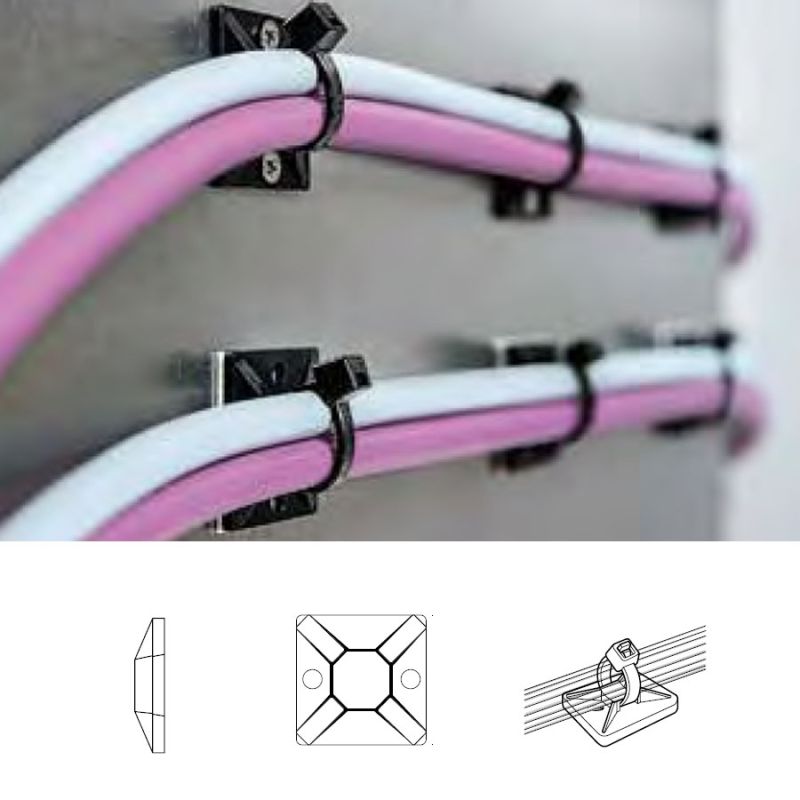 Hellermann Tyton Cable Tie Screw Mount Self Adhesive L19 mmxW19 mmxH3.8 ...