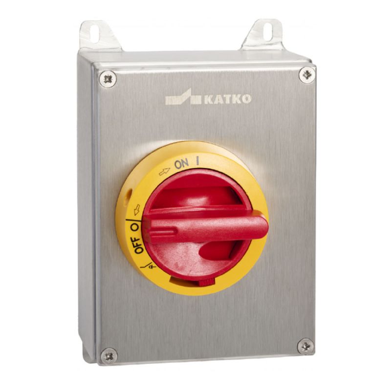 Katko Enclosed Switch 3 Pole 40A IP66/IP65 Stainless Steel Red/Yellow ...