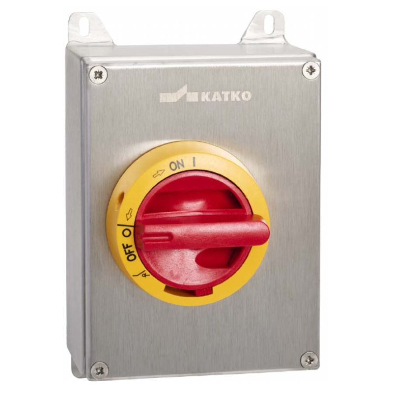 Isolator Switch 4 Pole 16A 316SS Yellow/Red Handle IP69K - Go Electrical