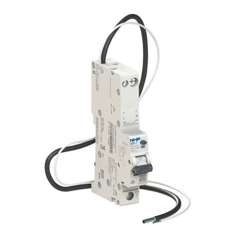 NHP DIN-T Residual Current Breaker RCBO 10kA 1 Pole and Neutral 32A C ...