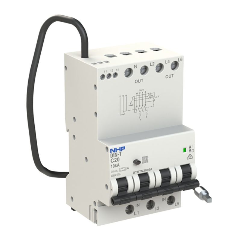 NHP DIN-T Residual Current Breaker RCBO 10kA 3 Pole and Switched ...