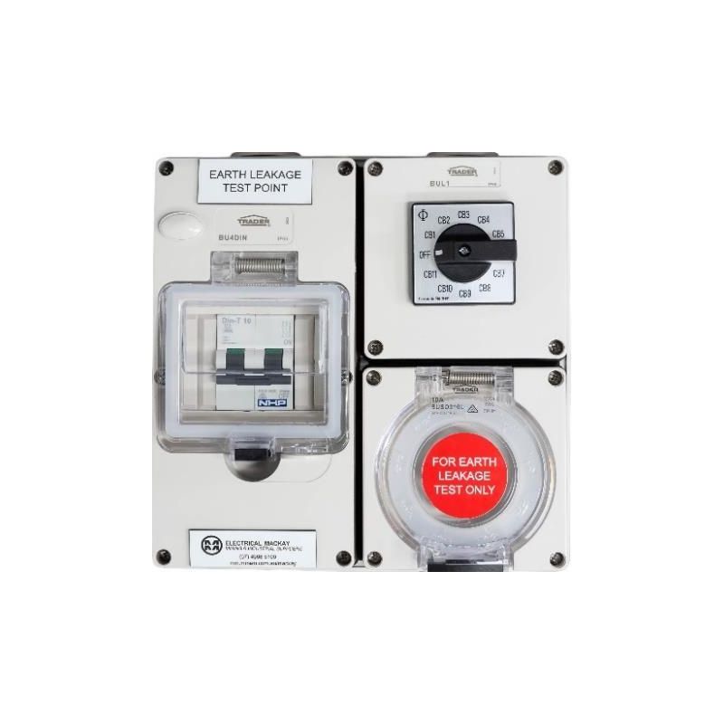 IP66 EARTH LEAKAGE TEST KIT OFF PLUS 6 WAY 2P K&N SWITCH - Go Electrical