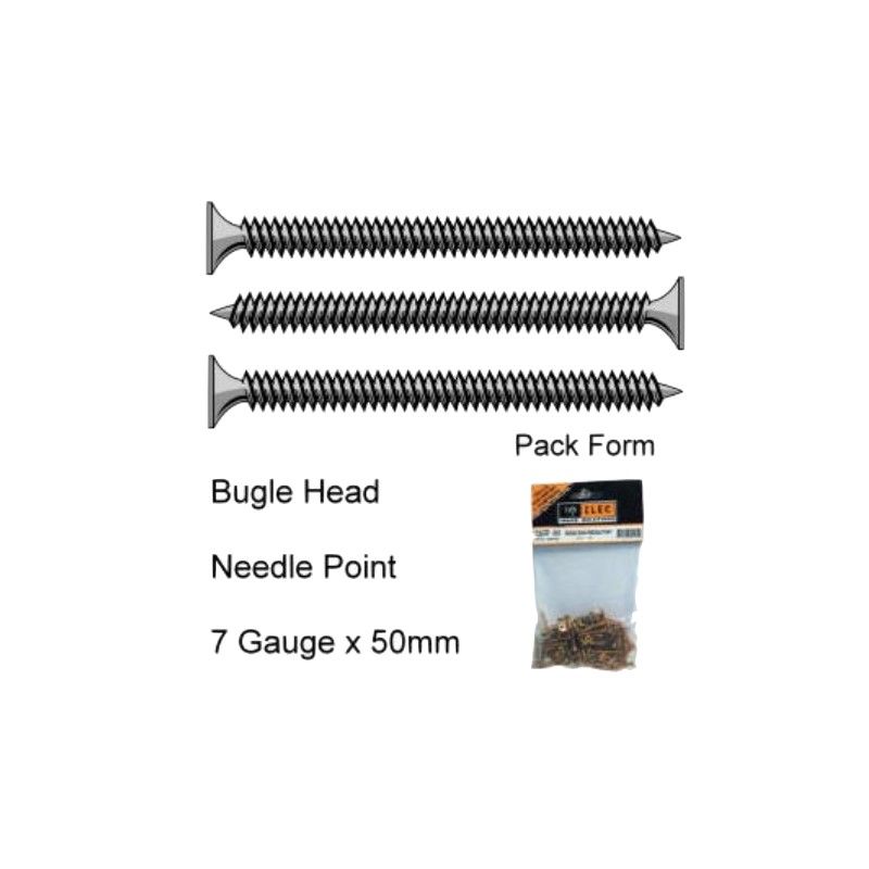 Repelec Self Drilling Screw 7Gx50mm Bugle Phillips Needle Point Zinc ...