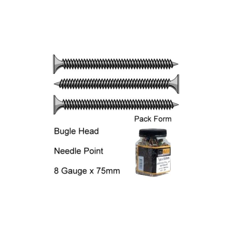 Repelec Self Drilling Screw 8Gx75mm Bugle Phillips Needle Point Zinc ...