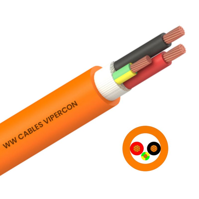 WWC 10 mm Orange Circular Cable Armoured V-90 PVC/Galvanised Steel Wire ...