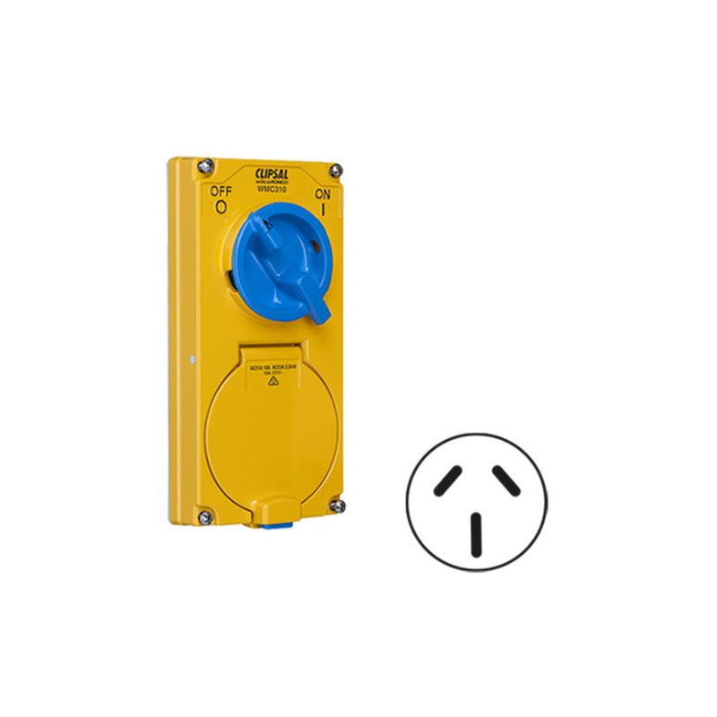 Wilco Socket Outlet Less Enclosure 1Ph 10A 250V 3 Pin Flat Yellow/Blue ...