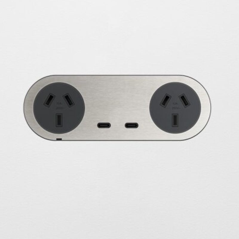 Zetr Double Outlet USBC Faceplate 2G Black Steel | Go Electrical