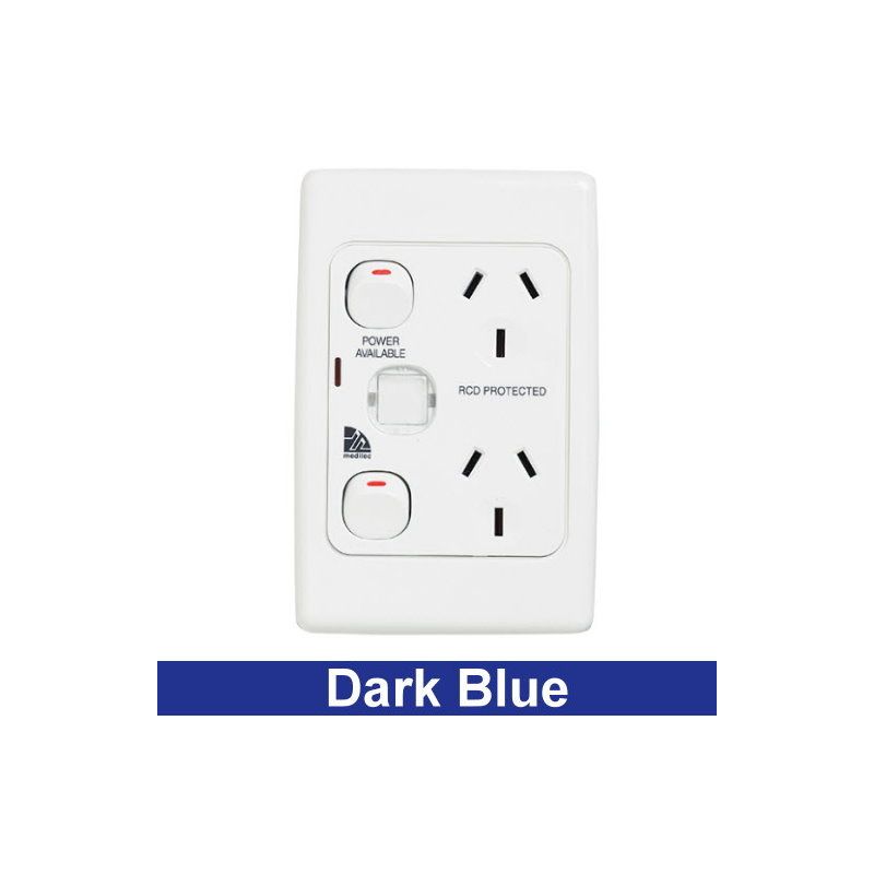 Medilec Medical GPO Switched Outlet 2 Gang 10A 250V 1 Pole Vertical ...