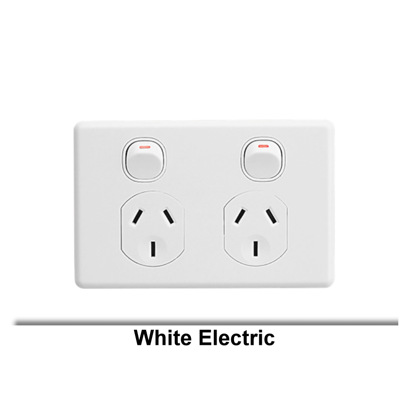 GPO Flush Standard 2G 10A 250V Horizontal White Electric - Go Electrical