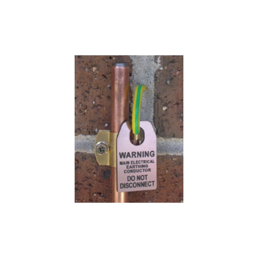 Mains Earth Warning Tag MAIN ELECTRICAL EARTHING CONDUCTOR - Go Electrical