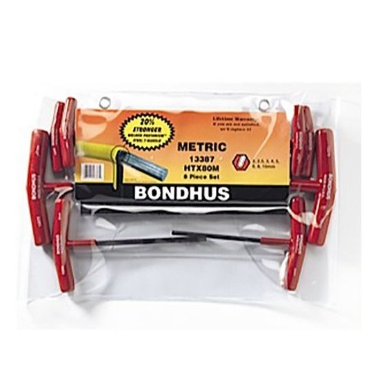 Bondhus Hex Key Set Hex End T-Handle Metric 8 Piece 2-10mm | Go Electrical