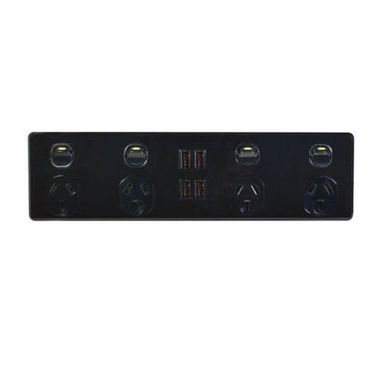 Power Point 4G 10A DP & 4G USB Type A 3.1A Top & Bottom Bla | Go Electrical