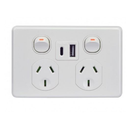GSME Dual USB Charger Outlet Flush Mount Standard Fully Integrated GPO ...