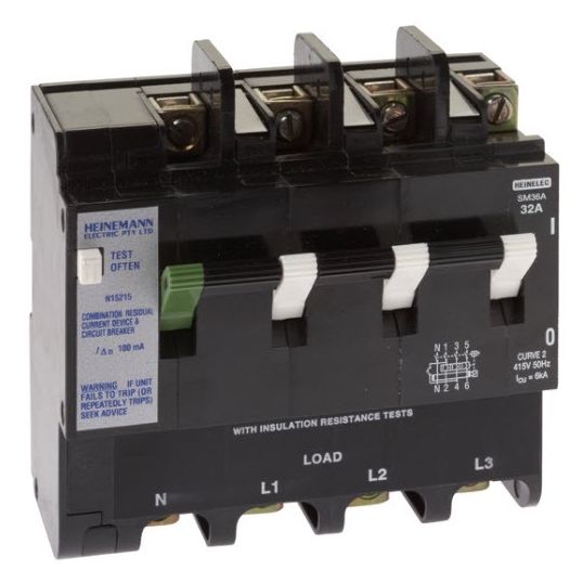 Heinelec Combination RCD Circuit Breaker RCBO 4Pole 80 Amp 115 to ...