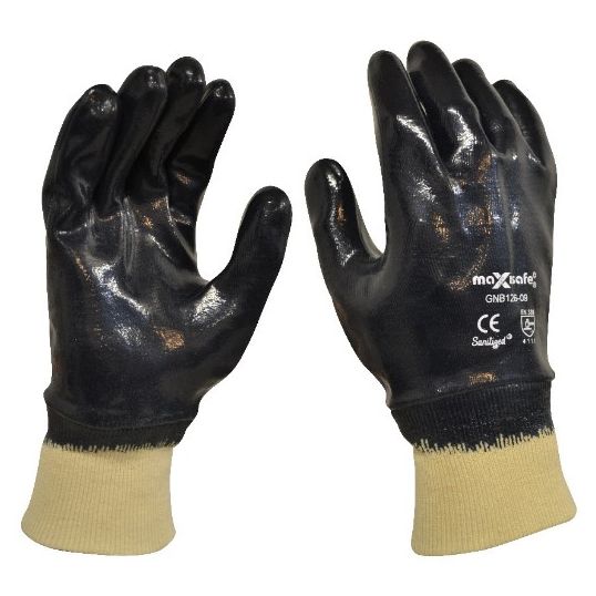 Maxisafe Gloves Fully Coated with Knit Wrist Nitrile Coated Medium | Go ...