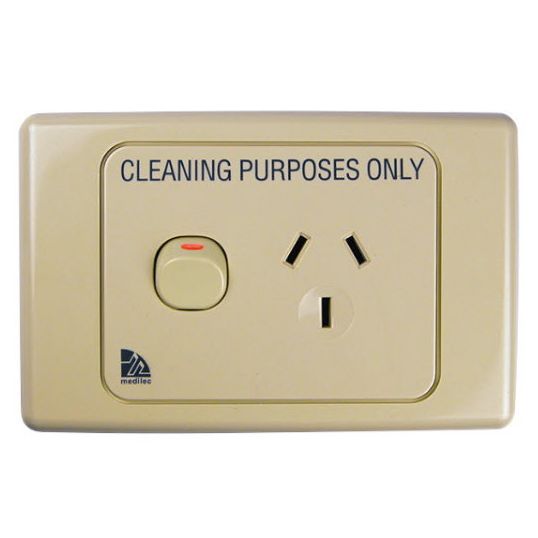 Medilec GPO Switched Outlet Flush Mount 1 Gang 10A 250V Horizontal ...