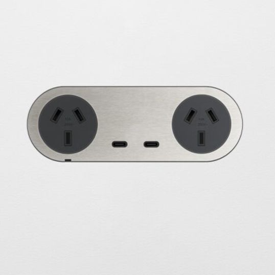 Zetr Double Outlet USBC Faceplate 2G Black Steel | Go Electrical