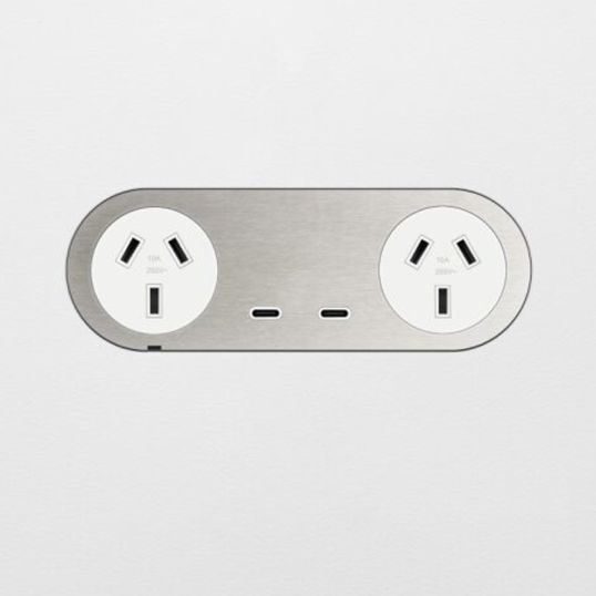 ZETR Double Outlet USBC Faceplate in Steel White | Go Electrical